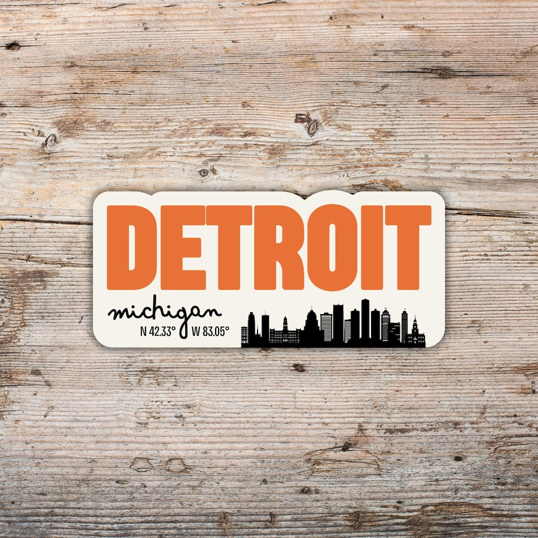 Detroit Michigan Retro Text Sticker, Michigan Sticker, Waterproof Vinyl ...