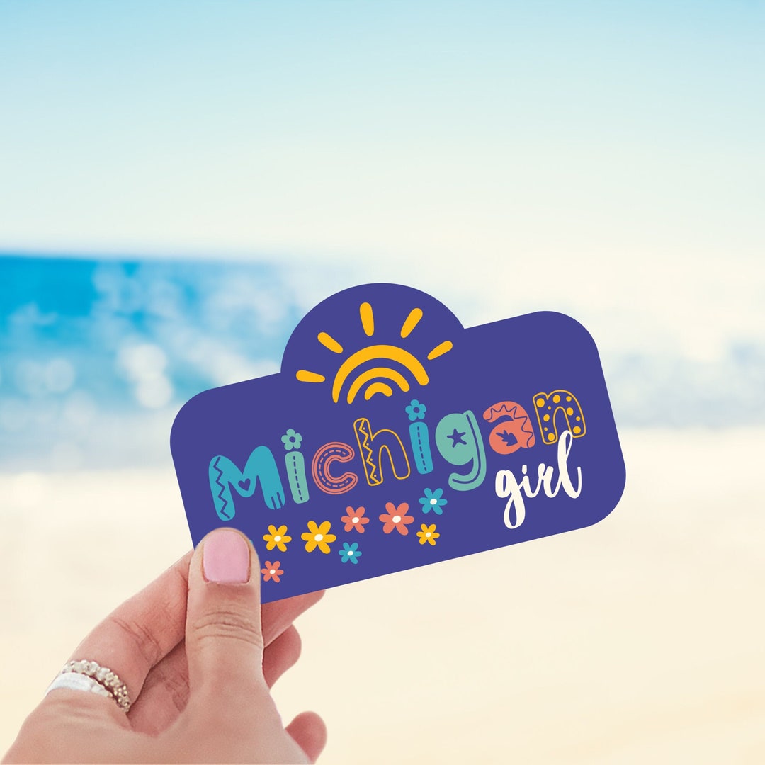 Michigan Girl Retro Groovy Sticker, Michigan Fan Sticker, Michigan Gift ...