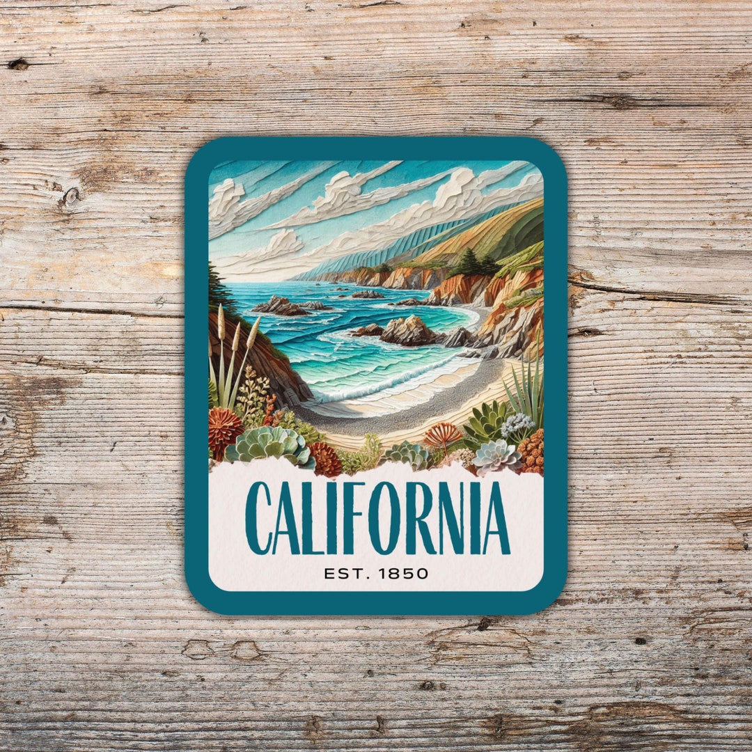 California State Collage Look Sticker, Big Sur Sticker, Laptop Sticker ...