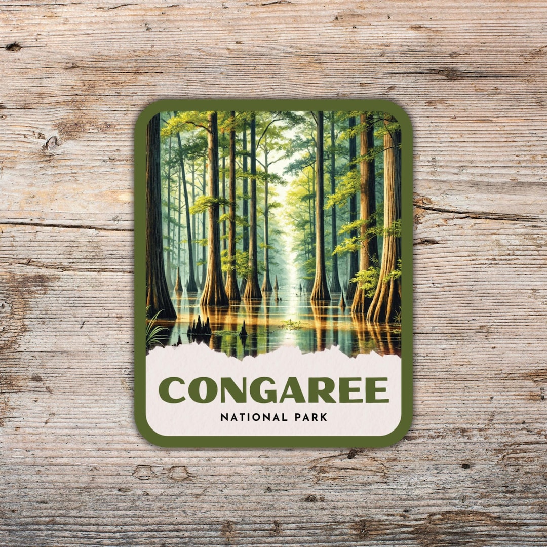 Congaree National Park Retro Watercolor Sticker, Laptop Sticker, Water ...