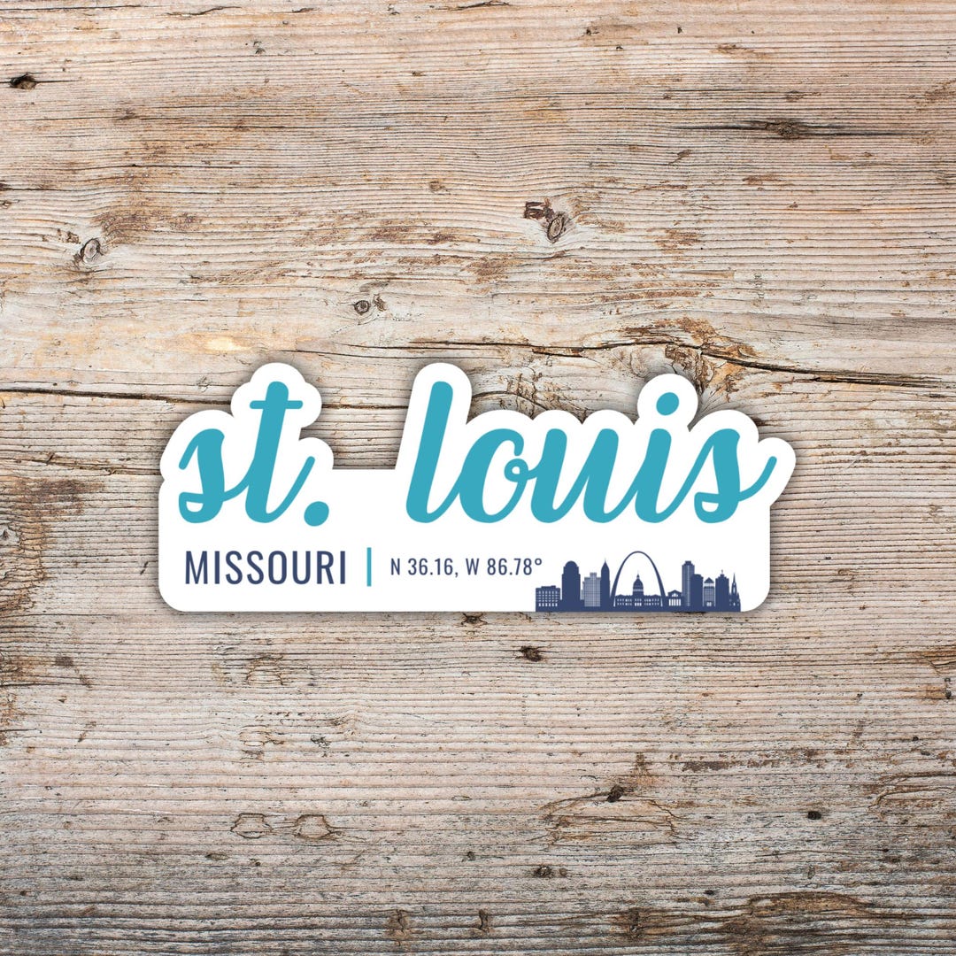 St. Louis Sticker, Modern Script Font With Latitude Longitude, Vinyl ...