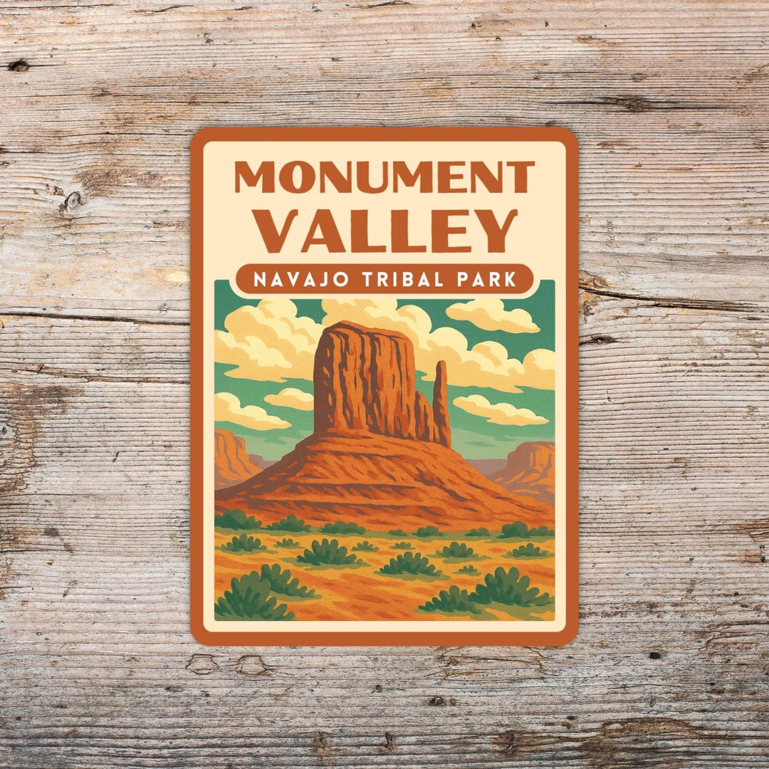 Monument Valley Navajo Tribal Park Sticker | Vintage Screen Print Style ...