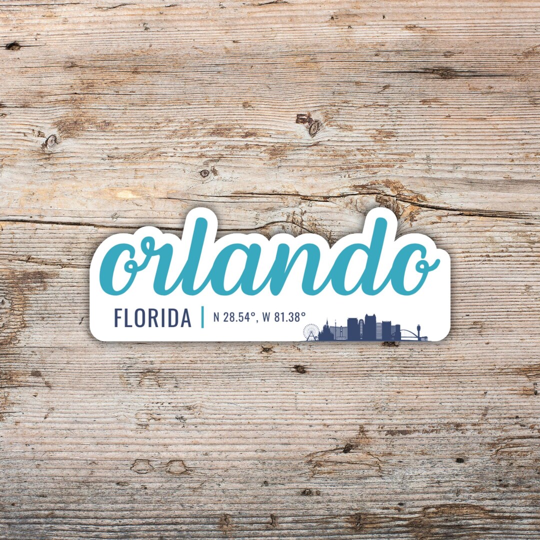 Orlando Sticker, Modern Script Font With Skyline Silhouette, Waterproof ...