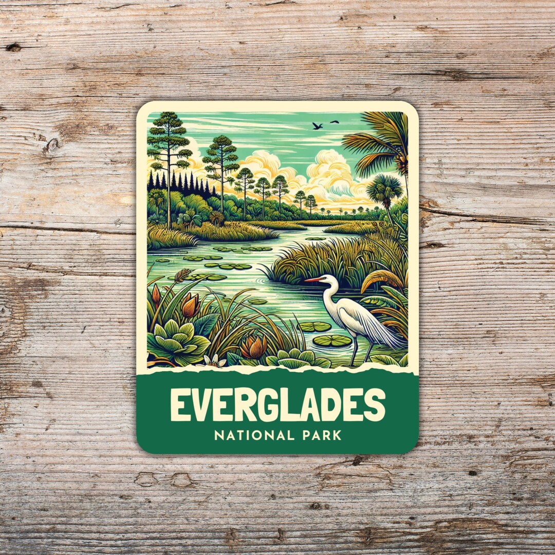 Everglades National Park Sticker – Art Deco Retro Doodle Art – Florida ...