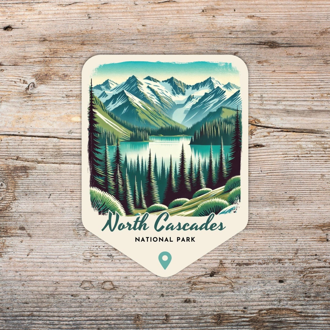 North Cascades National Park Retro Grunge Sticker, Laptop Sticker ...