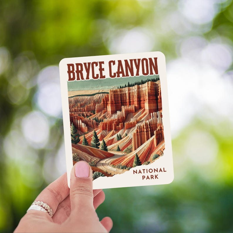 Bryce Canyon National Park Art Deco Paper Collage Sticker, Laptop ...