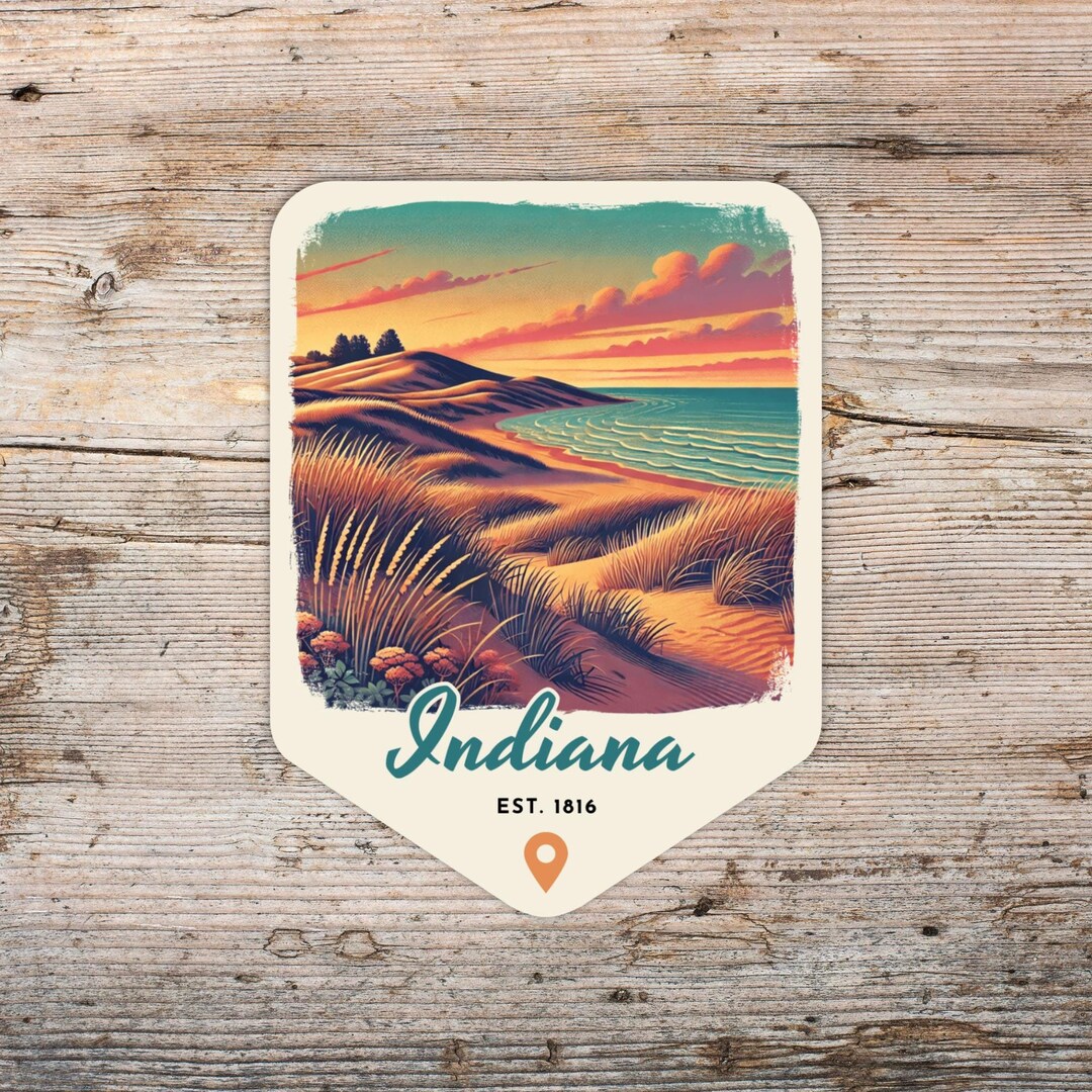 Indiana Retro Grunge Sticker, Laptop Sticker, Cooler Sticker, Water ...