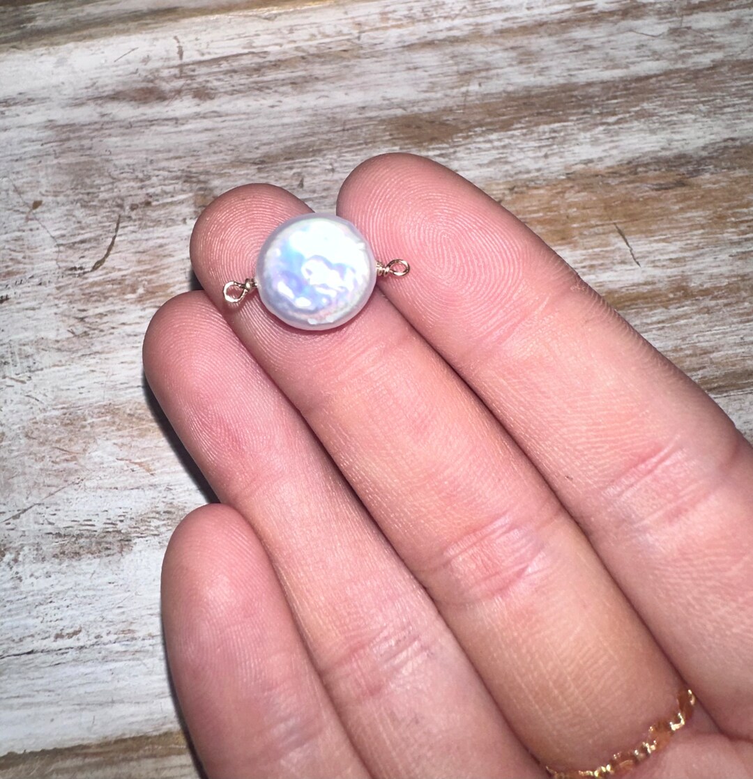 Coin Freshwater Pearl Permanent Jewelry Connector | Permanent Jewelry ...