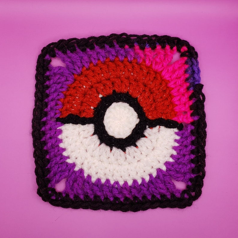 Pokéball Granny Square Crochet Pattern US Crochet Terms Pattern ONLY ...