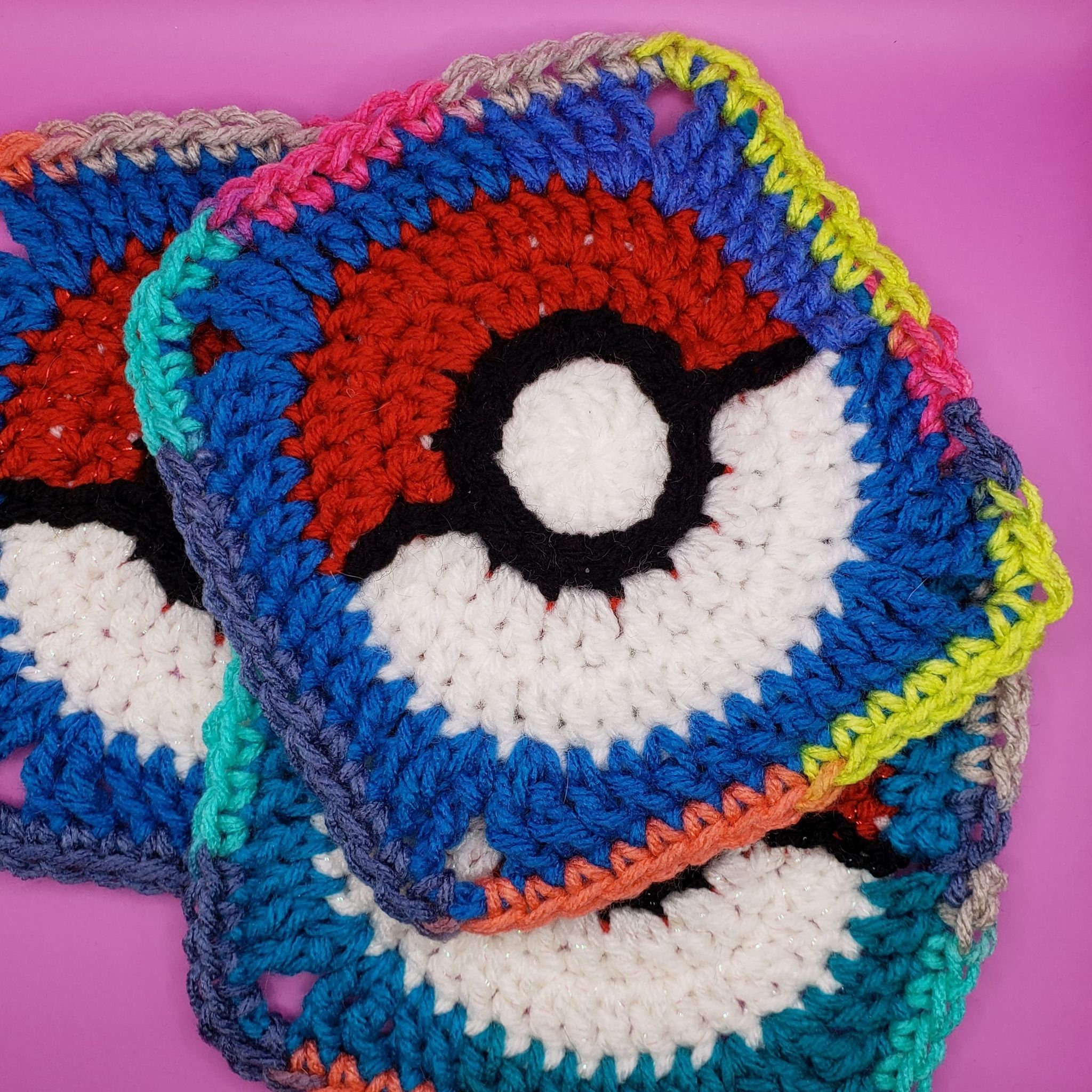Pokéball Granny Square Crochet Pattern US Crochet Terms Pattern ONLY ...