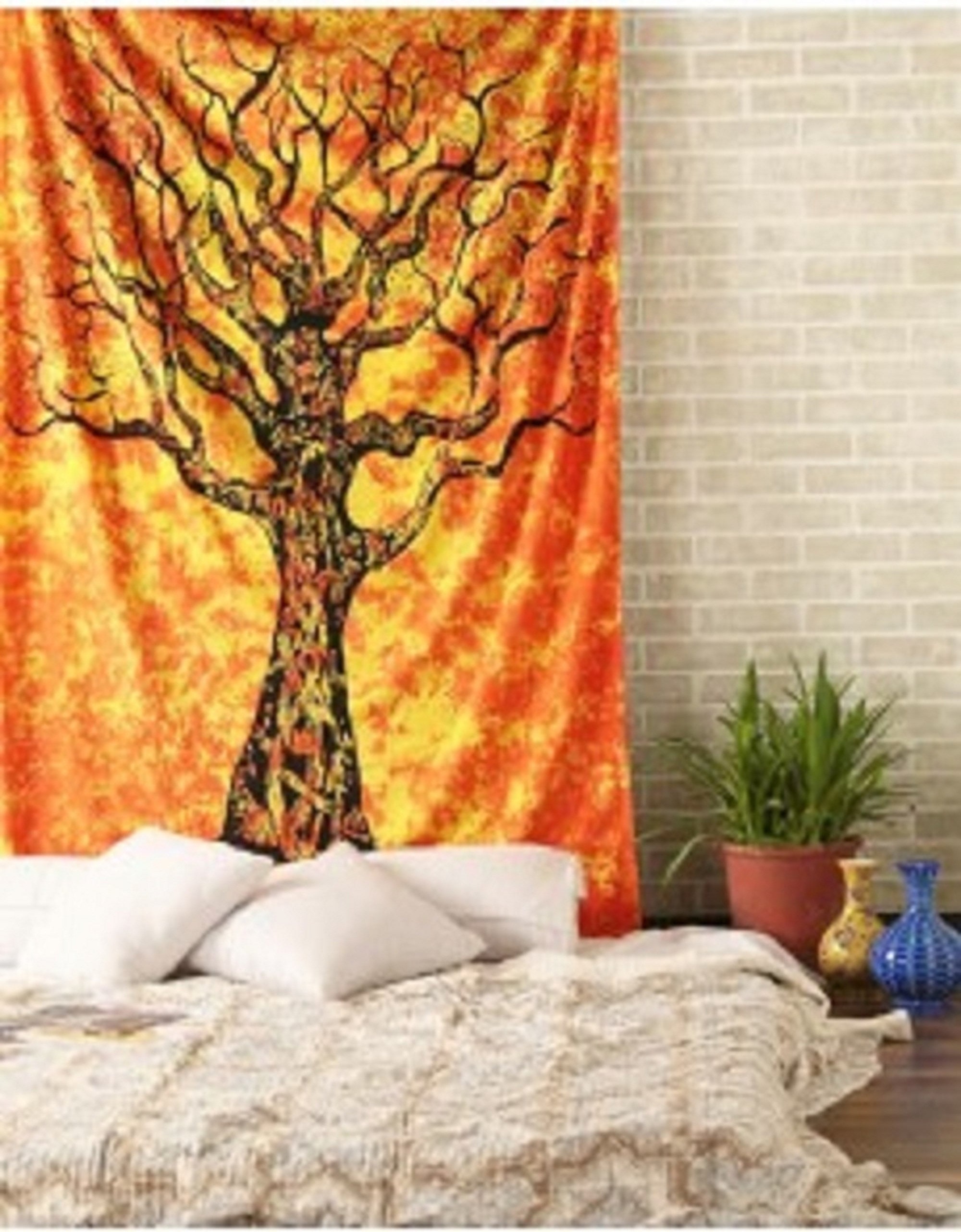 Tie Dye Yellow Tree of Life Tapestry Wall Hanging Hippie - Etsy UK