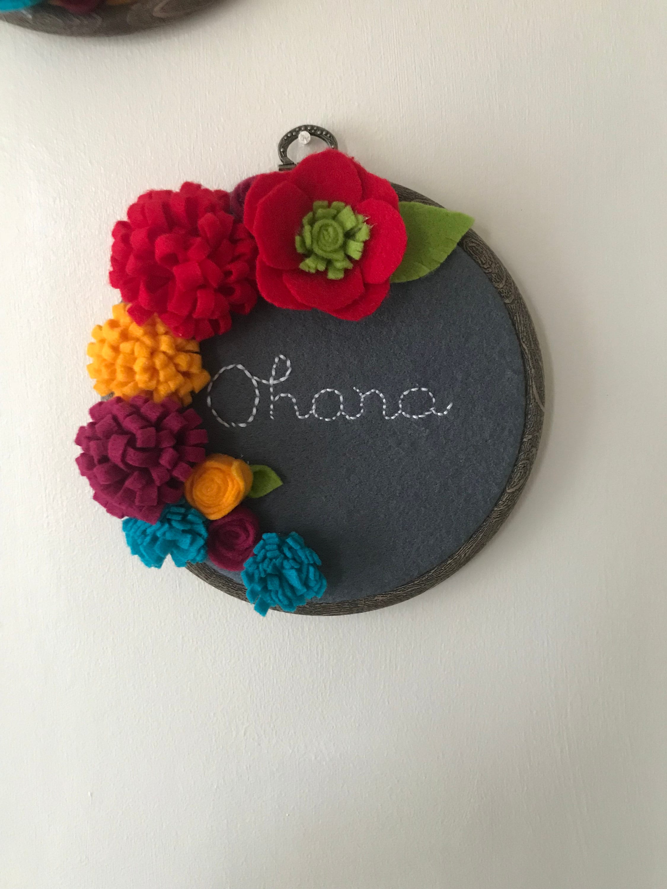 Ohana Embroidery Hoop Art, Embroidery, Hand Stitched, Felt, Felt ...