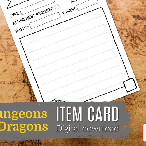 DND ITEM CARD / Dungeons and Dragons / Pathfinder / - Etsy