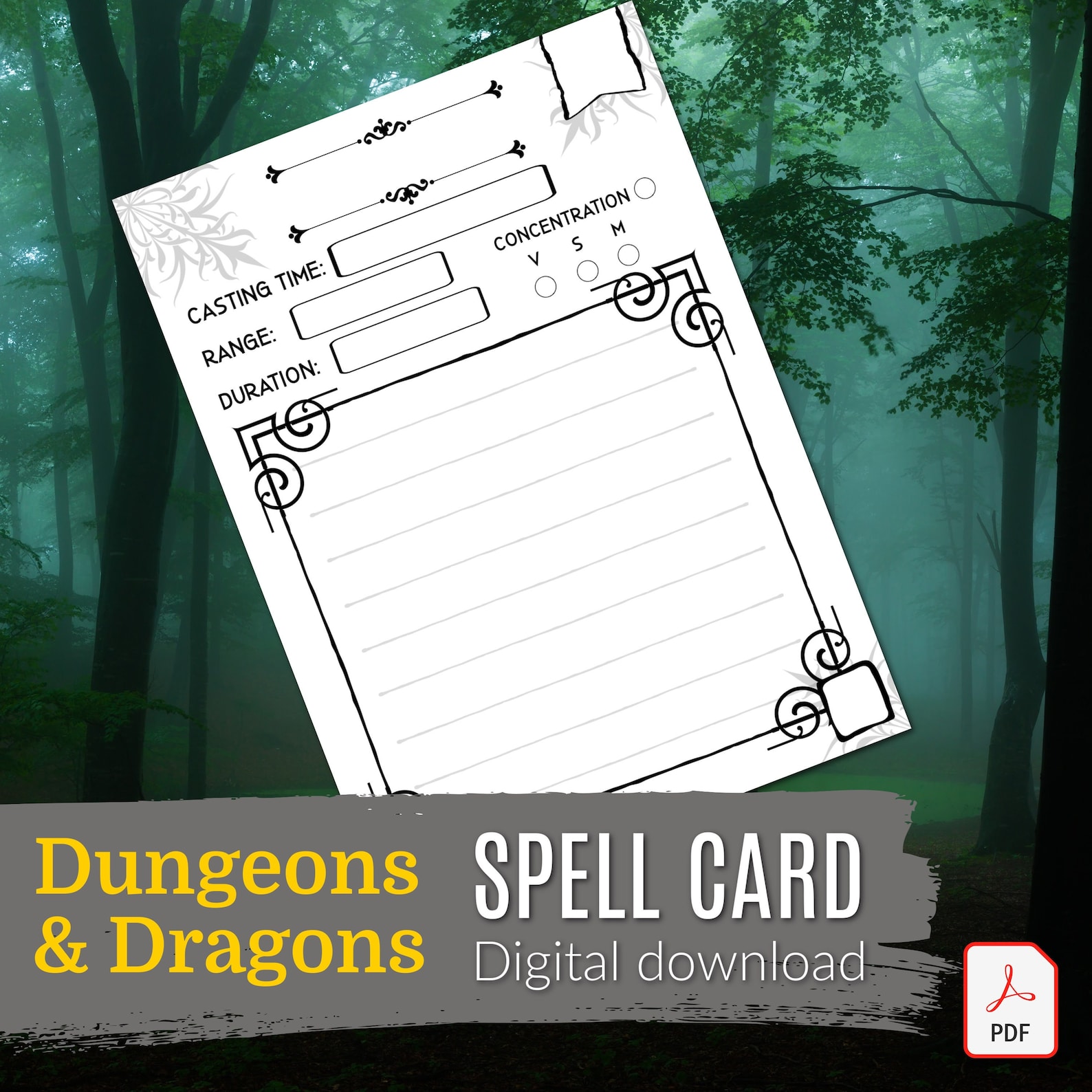 DND SPELL CARD / Dungeons and Dragons / Pathfinder / - Etsy