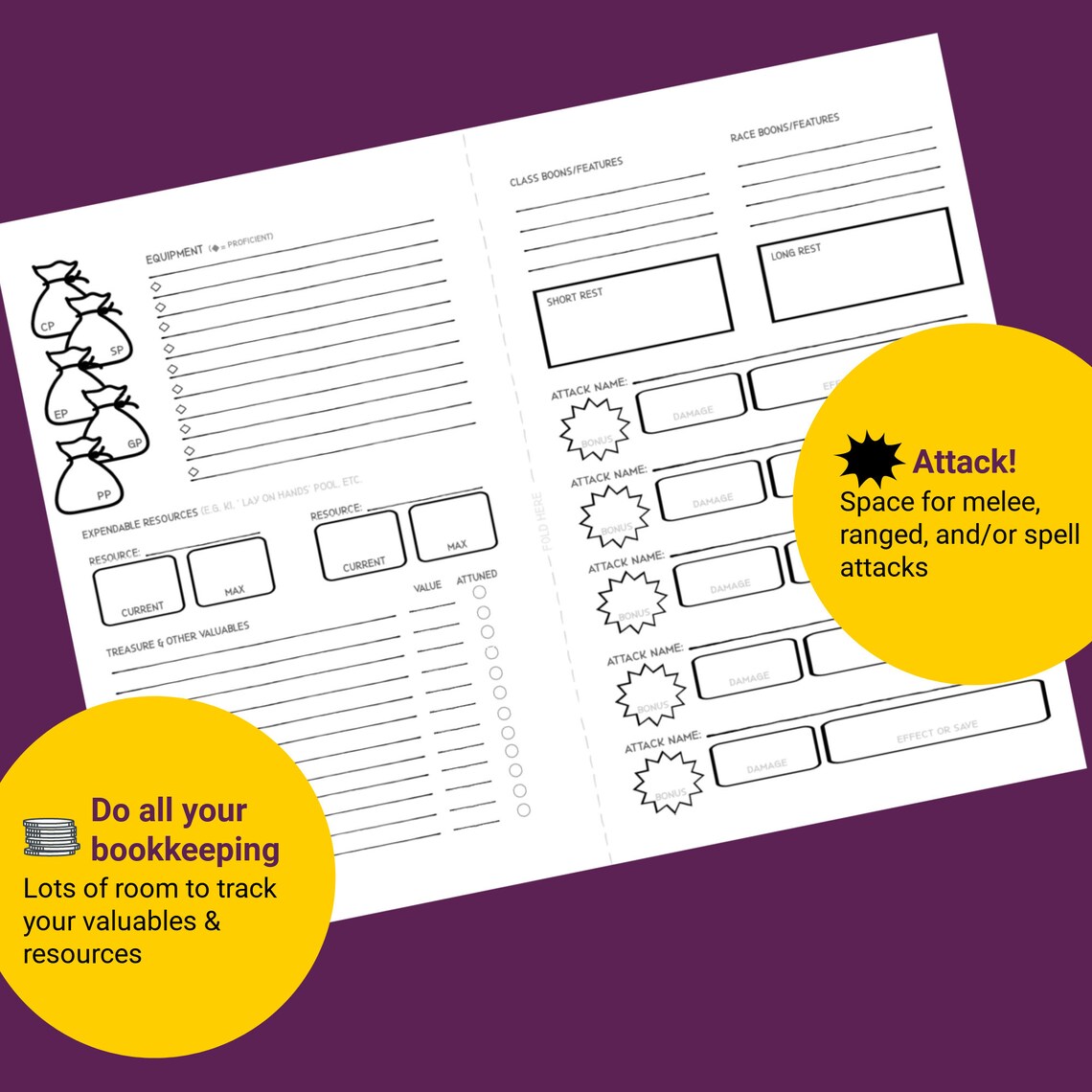 DND CHARACTER SHEET / Bonus Spell Sheet / Dungeons and Dragons / Dnd 5e ...