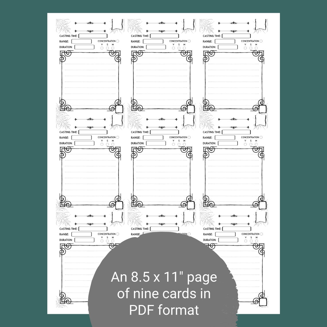 DND SPELL CARD / Dungeons and Dragons / Pathfinder / - Etsy