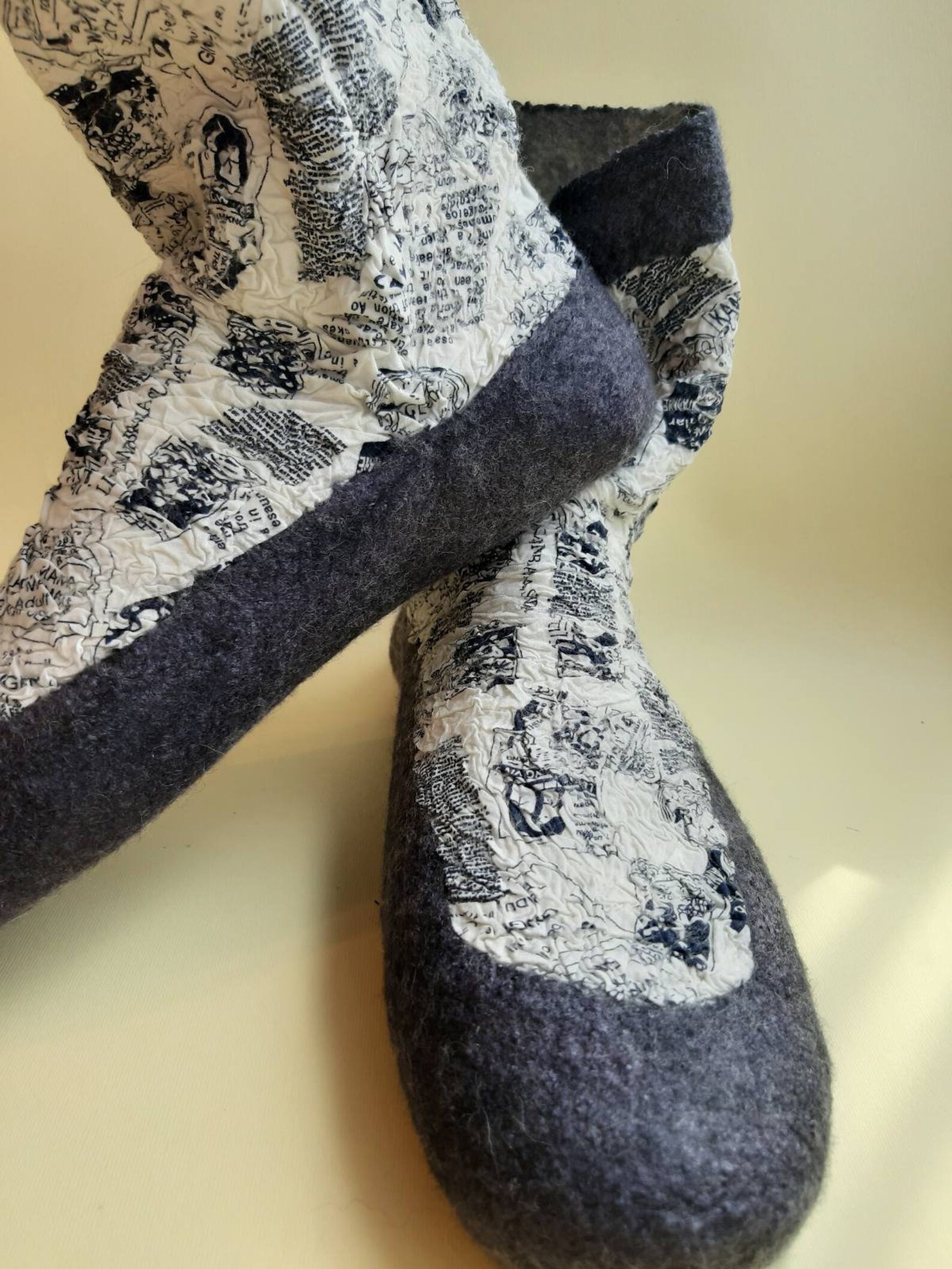 Dark Blue Felted Socks, Felt Wool Slippers, Father Birthday Gift, Funny ...