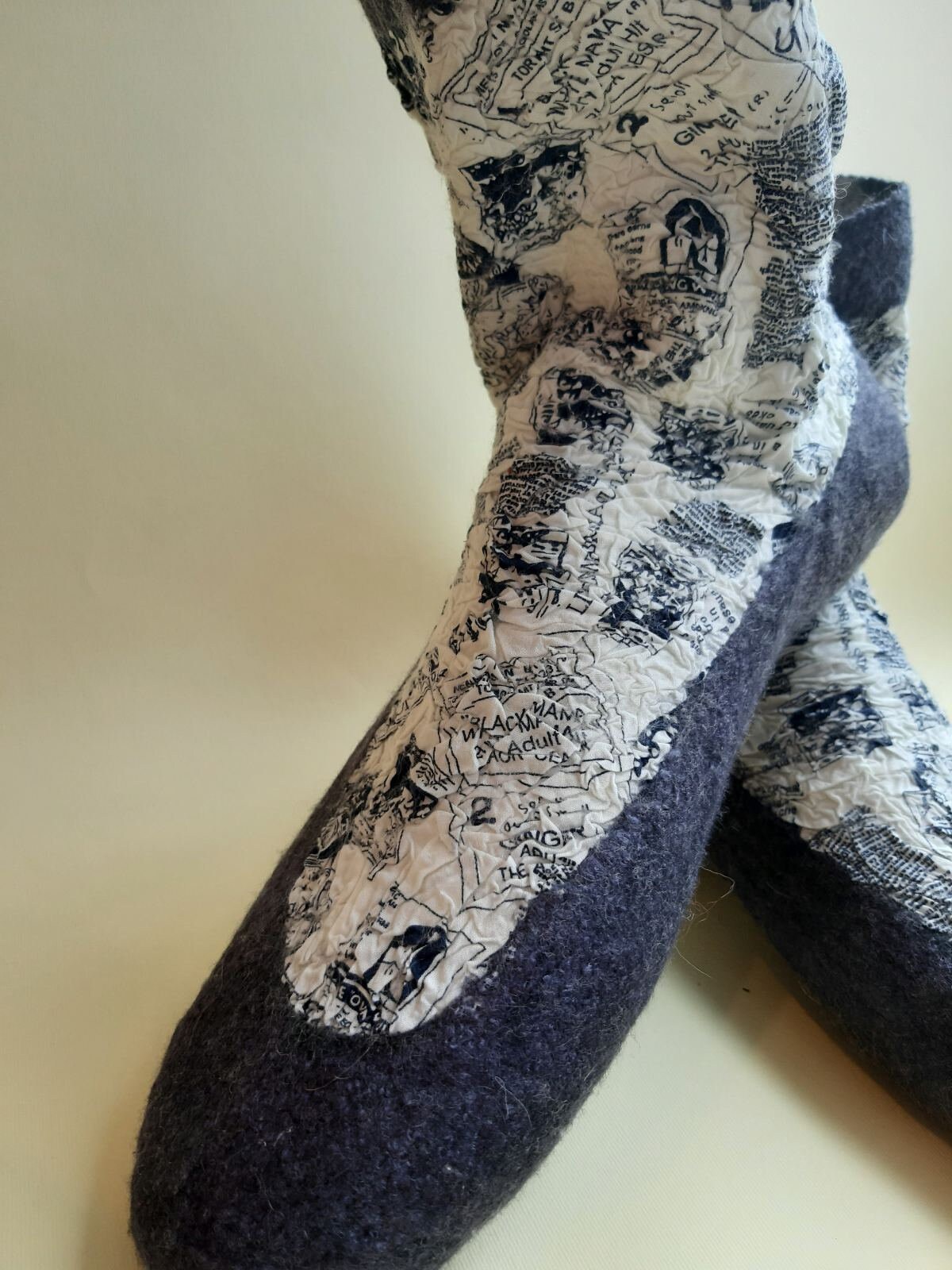 Dark Blue Felted Socks, Felt Wool Slippers, Father Birthday Gift, Funny ...