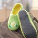 Green Felted Organic Wool Slippers With Lemon Embroidery, Women Warm ...