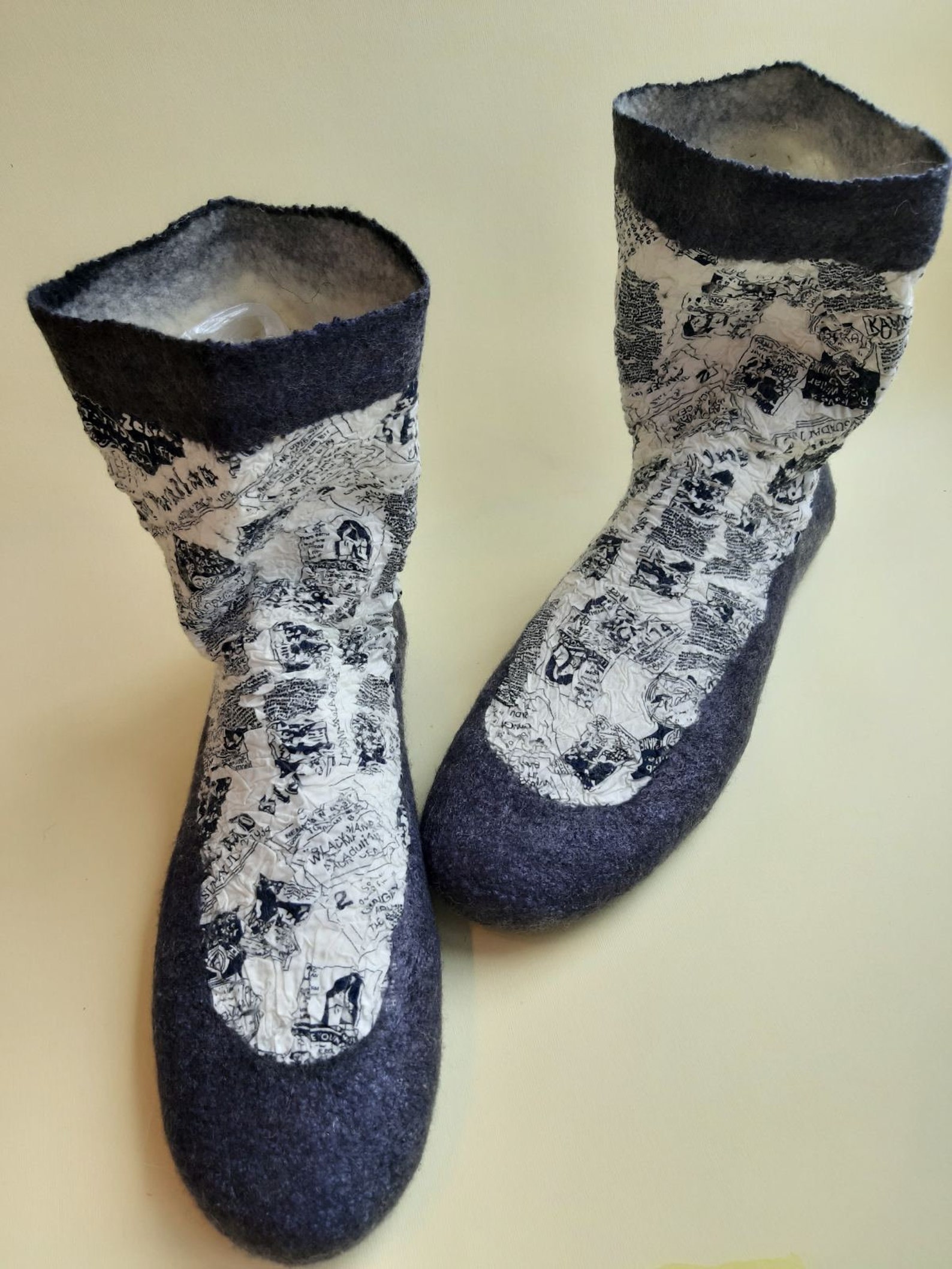 Dark Blue Felted Socks, Felt Wool Slippers, Father Birthday Gift, Funny ...