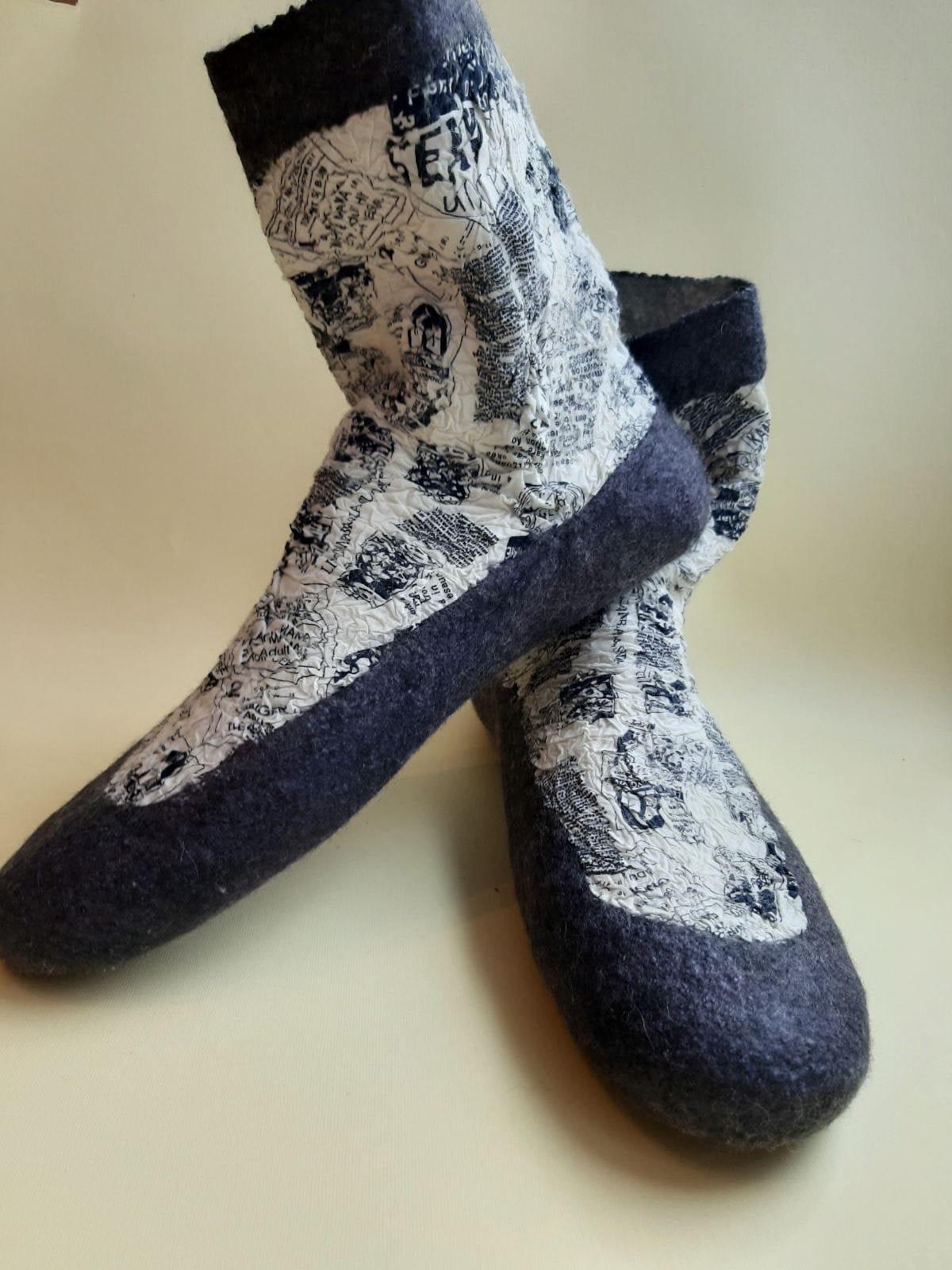 Dark Blue Felted Socks, Felt Wool Slippers, Father Birthday Gift, Funny ...