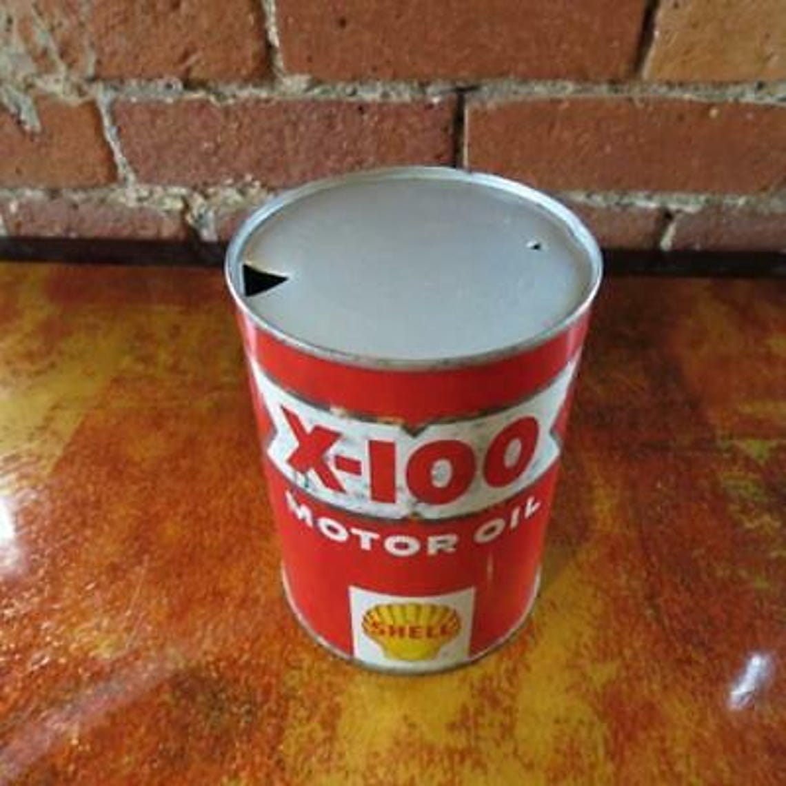 Shell X-100 Motor Oil Vintage 1 Qt Can Empty Mancave Auto Shop Decor - Etsy