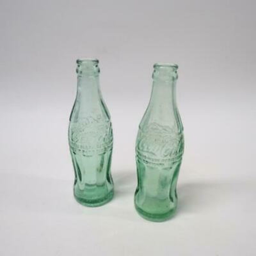 Coca Cola Vintage Green Glass Bottles Heavy New York Newark Nj Set Of 2 Etsy