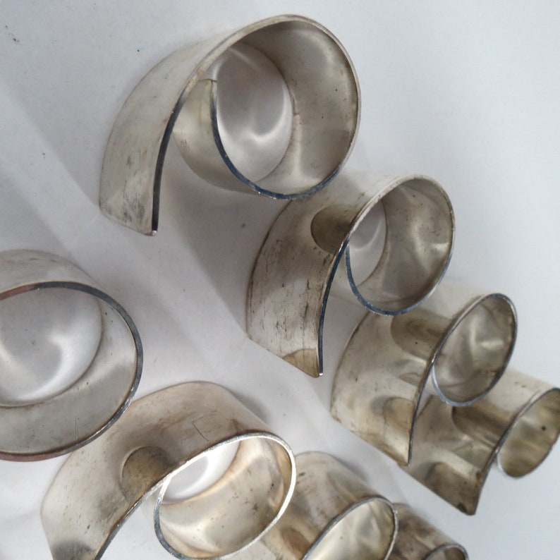 Silver Plated Deco Modern Napkin Rings Set 12 - Etsy