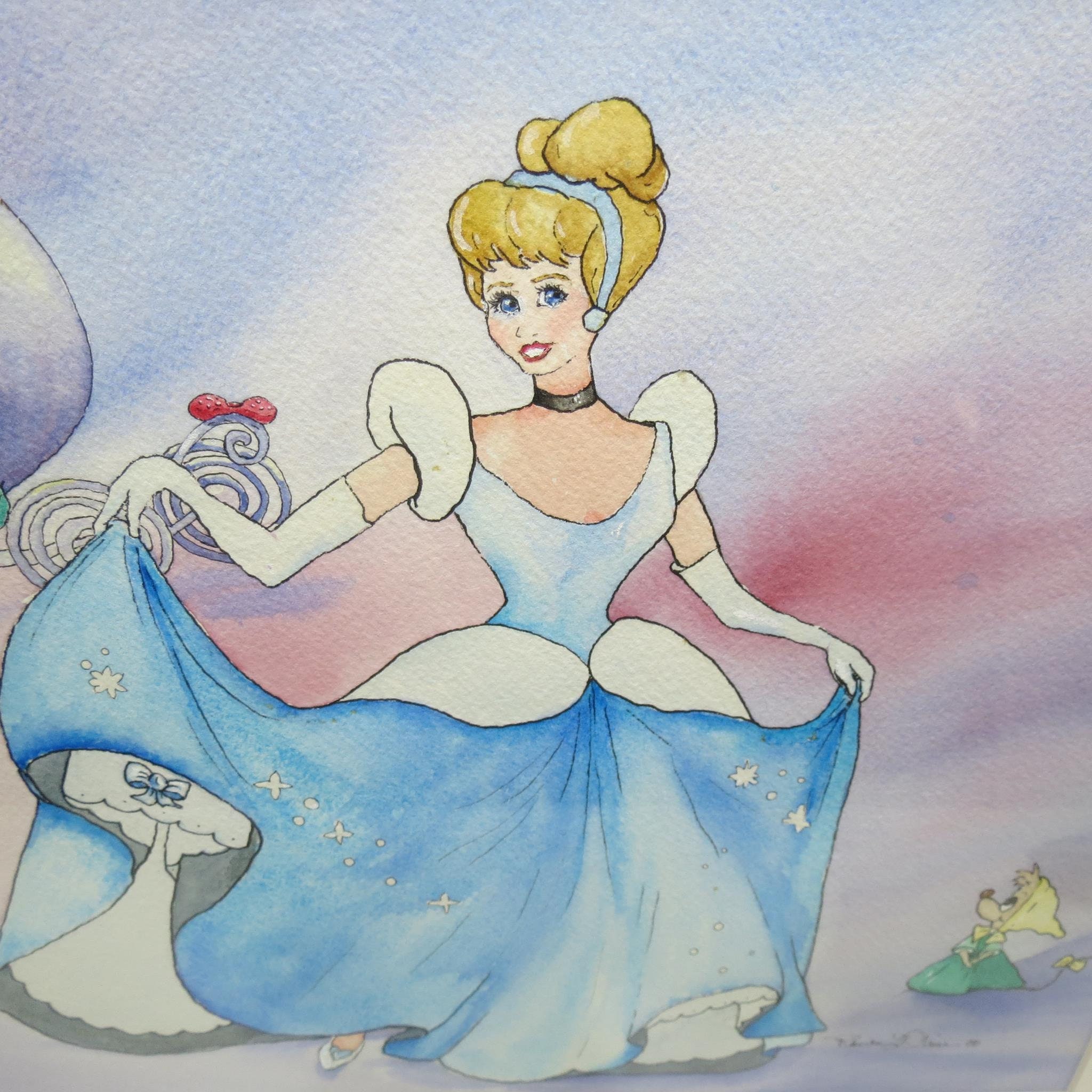Cinderella Watercolor and Ink Painting Drawing Roberta Leigh Oliver NJ ...