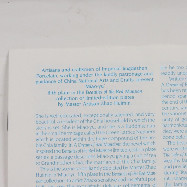 Plate 5 Miao-yu Beauties Red Mansion Imperial Jingdezhen Porcelain China Zha - Etsy