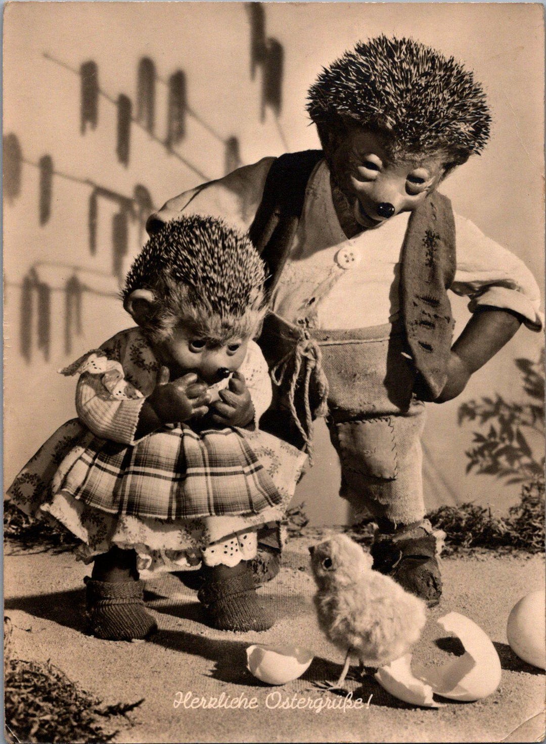 1955 Mecki Hedgehog Easter Real Photo Postcard German Diehl-film RPPC ...