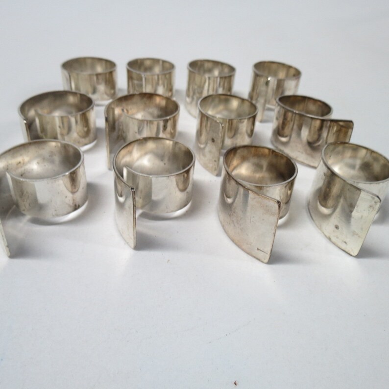 Silver Plated Deco Modern Napkin Rings Set 12 - Etsy