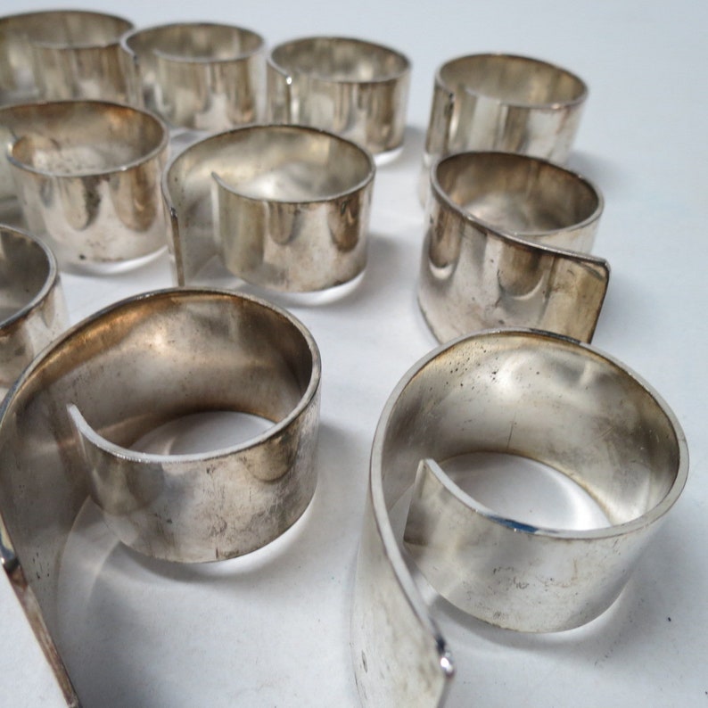 Silver Plated Deco Modern Napkin Rings Set 12 - Etsy