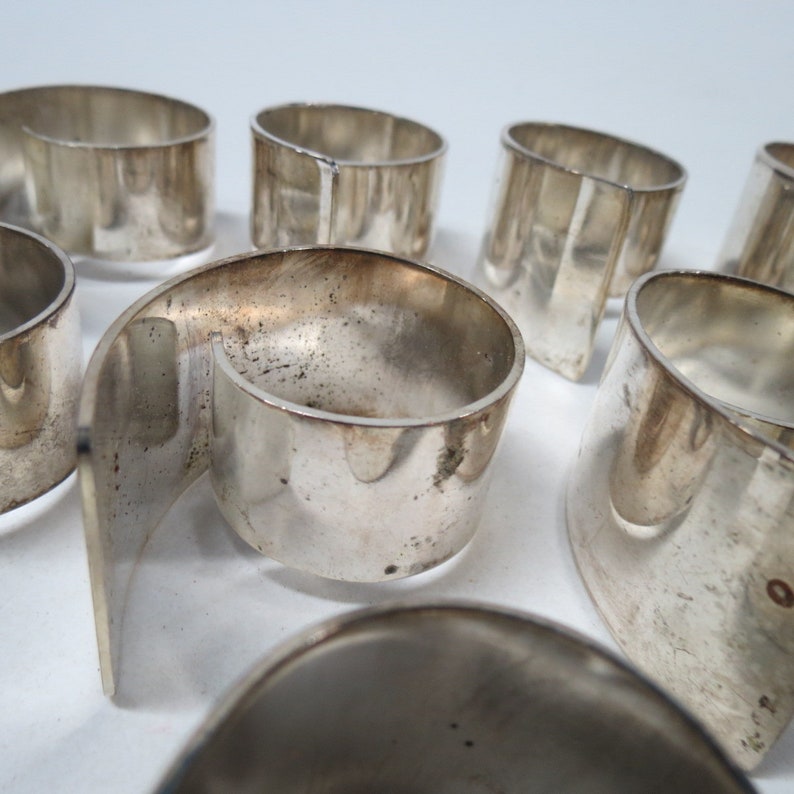 Silver Plated Deco Modern Napkin Rings Set 12 - Etsy