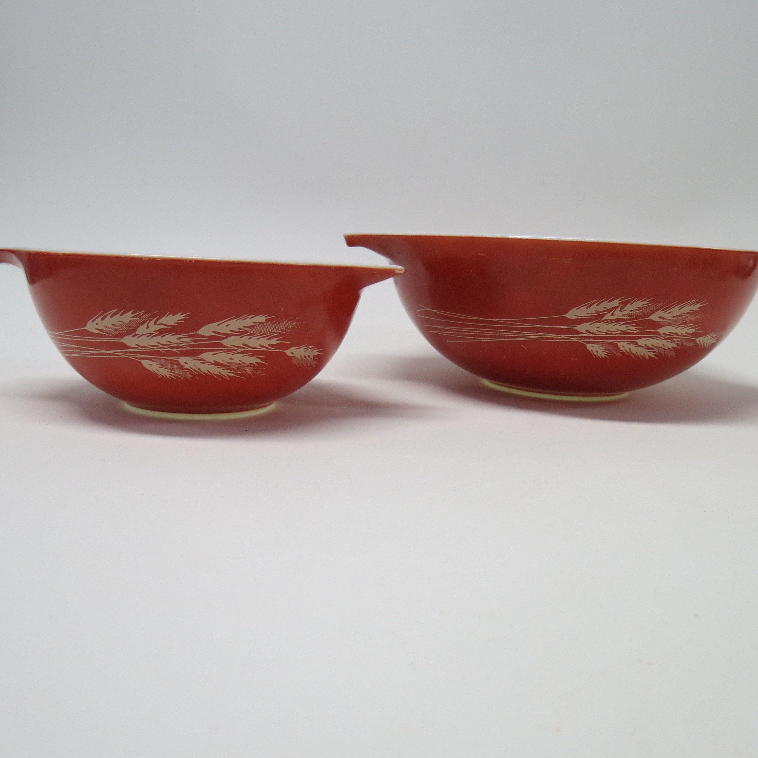 Vintage Set 2 Pyrex 1.5L and 4L Classic Orange Wheat Kitchen Mixing ...