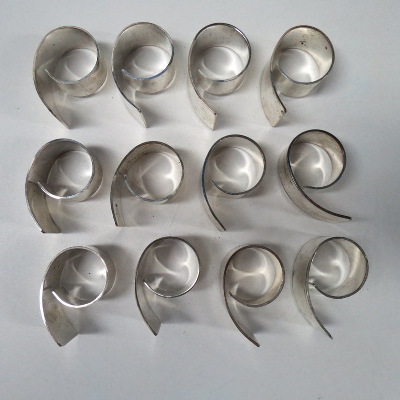 Silver Plated Deco Modern Napkin Rings Set 12 - Etsy
