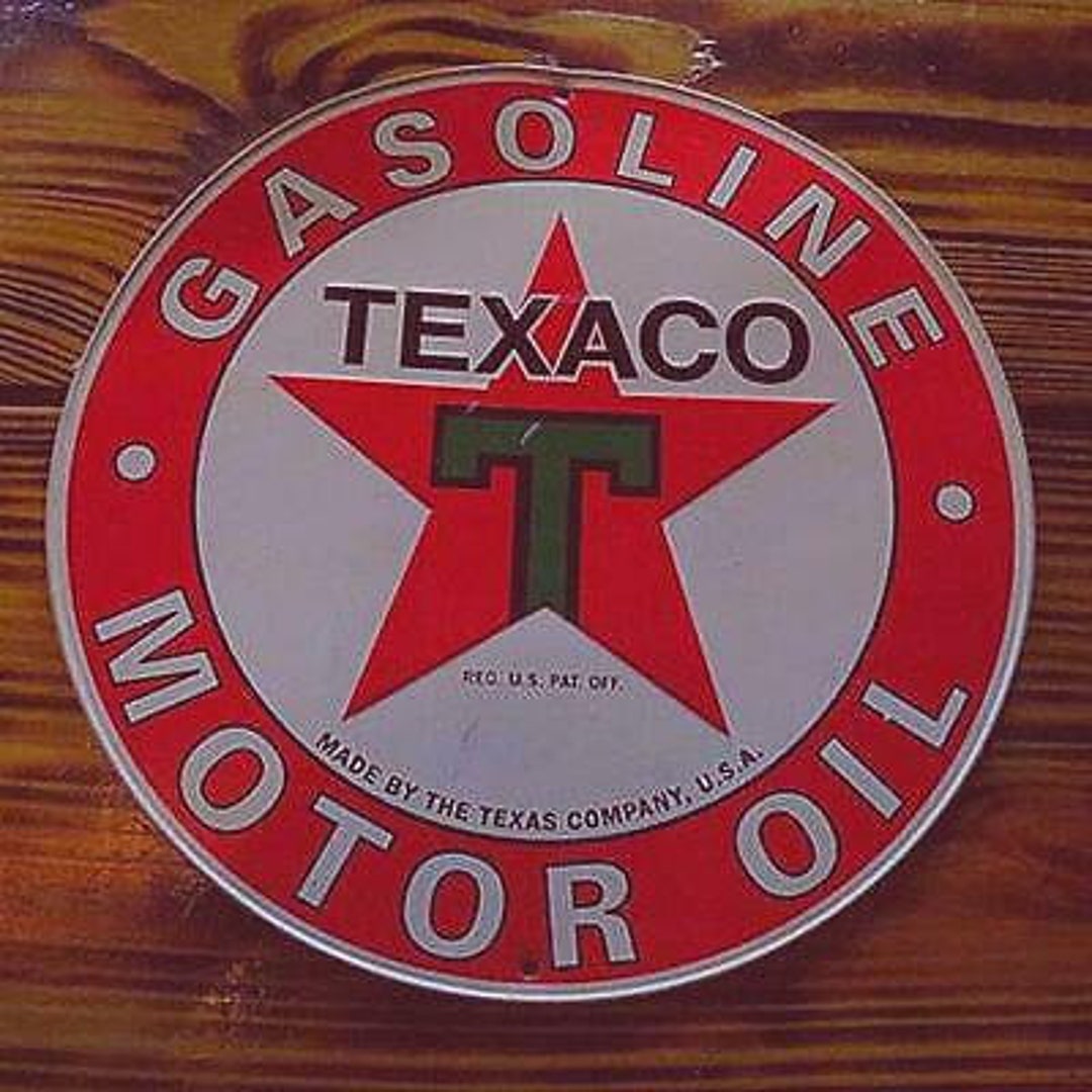 Texaco Gasoline Gas Station Motor Oil Repro VTG Sign Round Man - Etsy