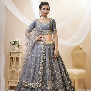 Amazing Gray Lehenga Choli for Women Wedding Party Wear Indian Lengha ...