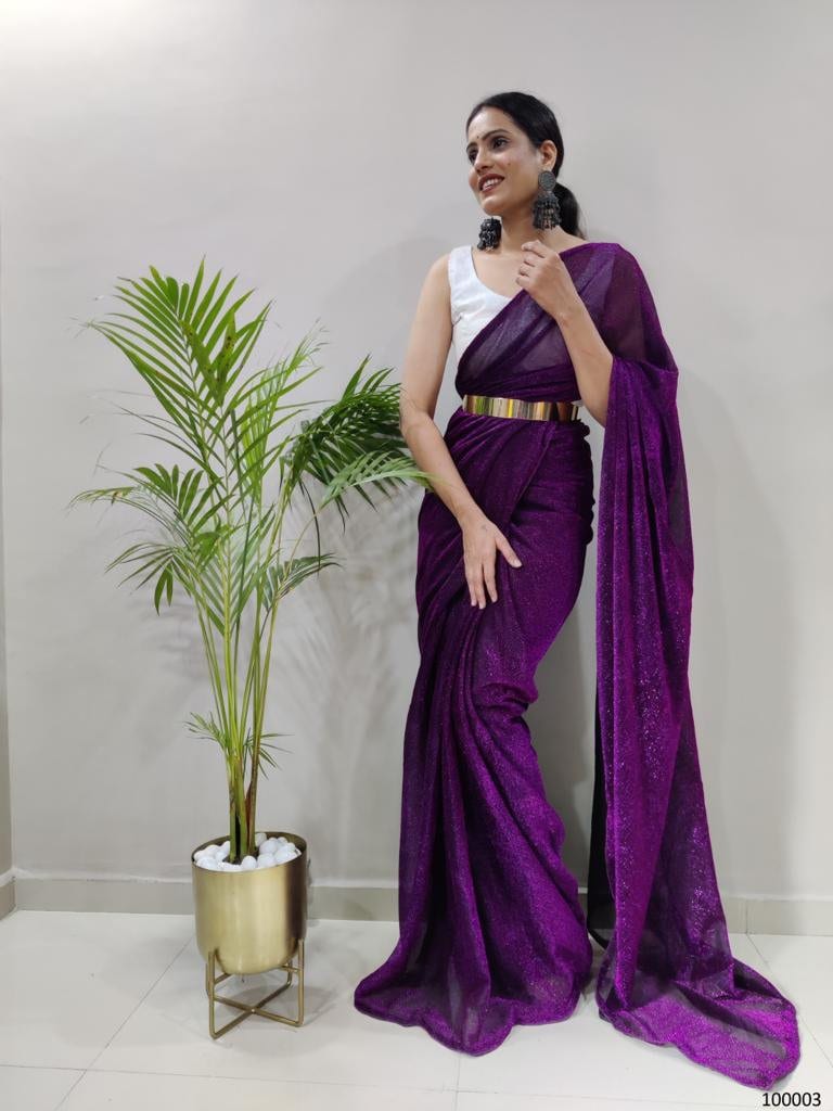 Plain Purple Saree