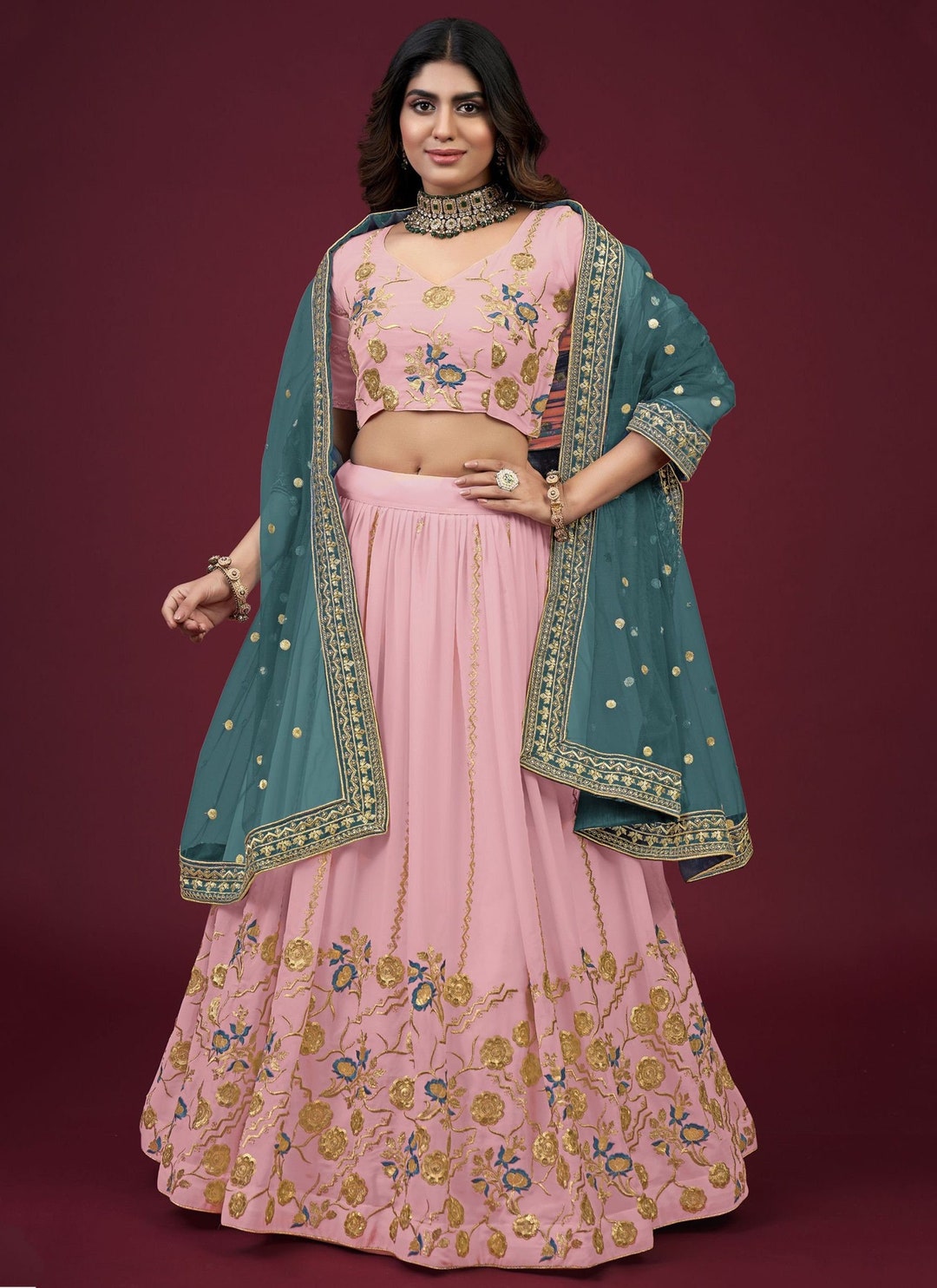 Light Pink Lehenga Choli for Wedding, Indian Party Wear Lengha Choli ...