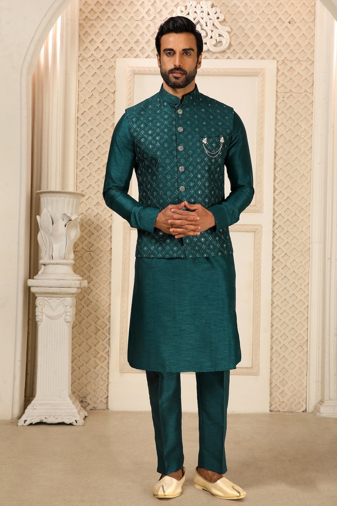 Designer Kurta Pajama Indian Wedding Party Wear Embroidery Kurtas ...