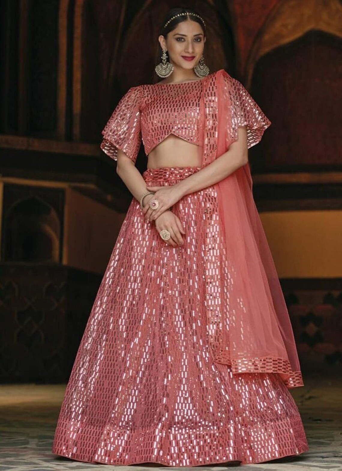 Pink Lehenga Choli Sequence Wedding Party Wear Ghagra Choli - Etsy