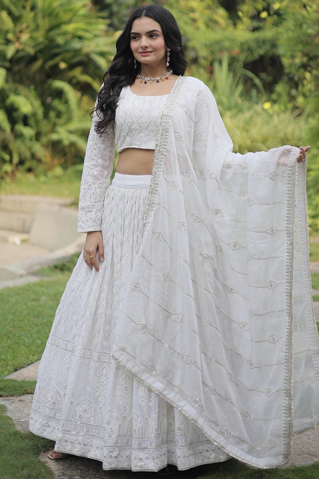 Adorable White Lehenga Choli for Women Indian Wedding Party Wear ...