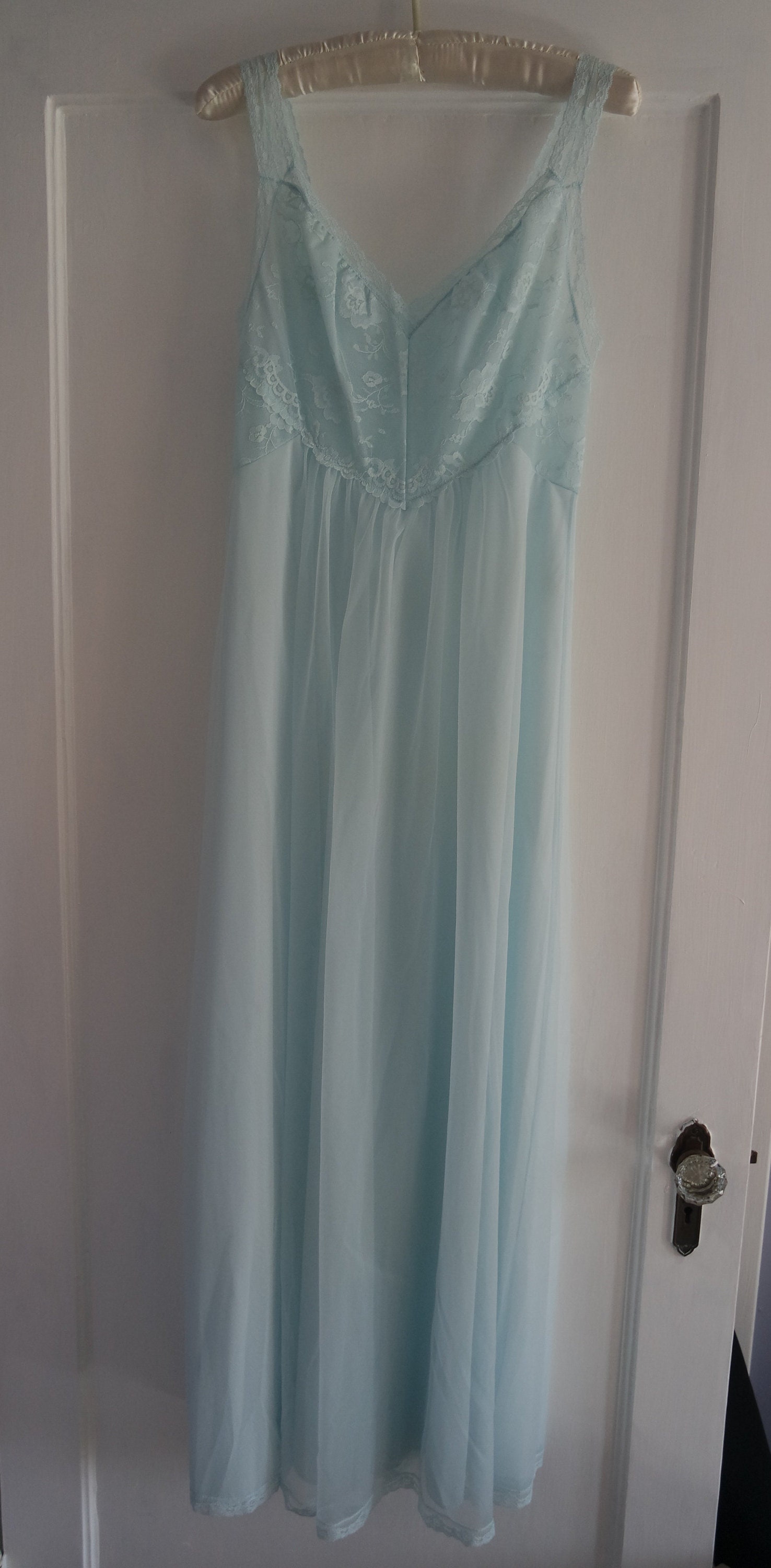 Powder Blue Sheer Peignoir Set Par Shadowline Nylon Des Années Etsy