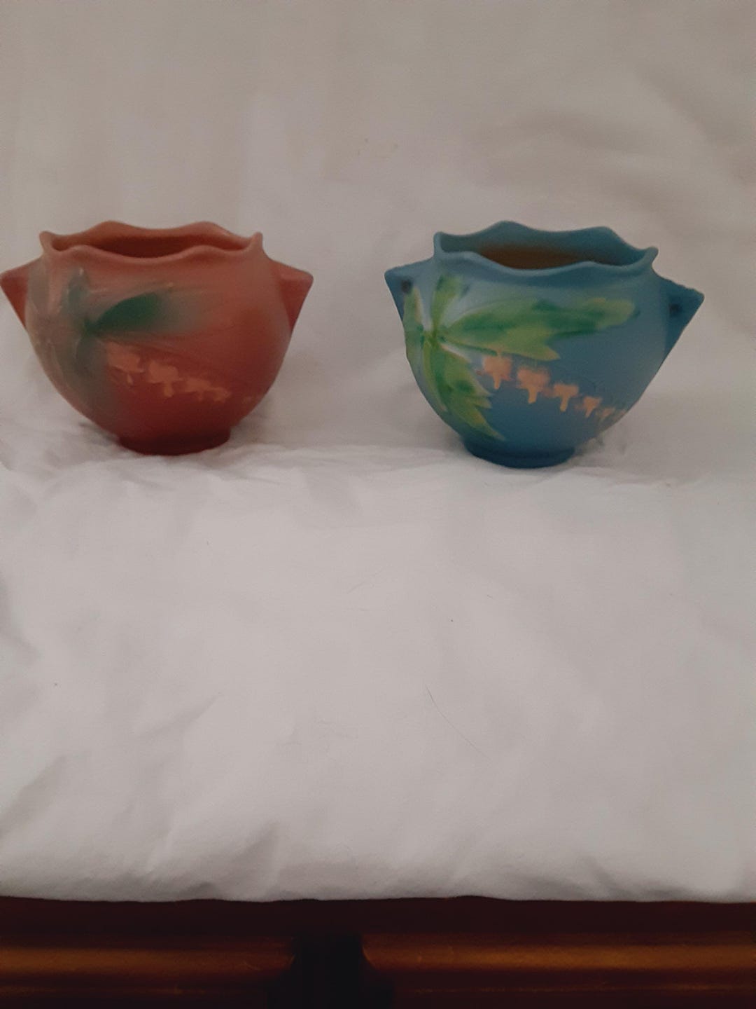 Roseville Pottery, Bleeding Heart Vases-651-3, 1 Pink, 1 Blue - Etsy