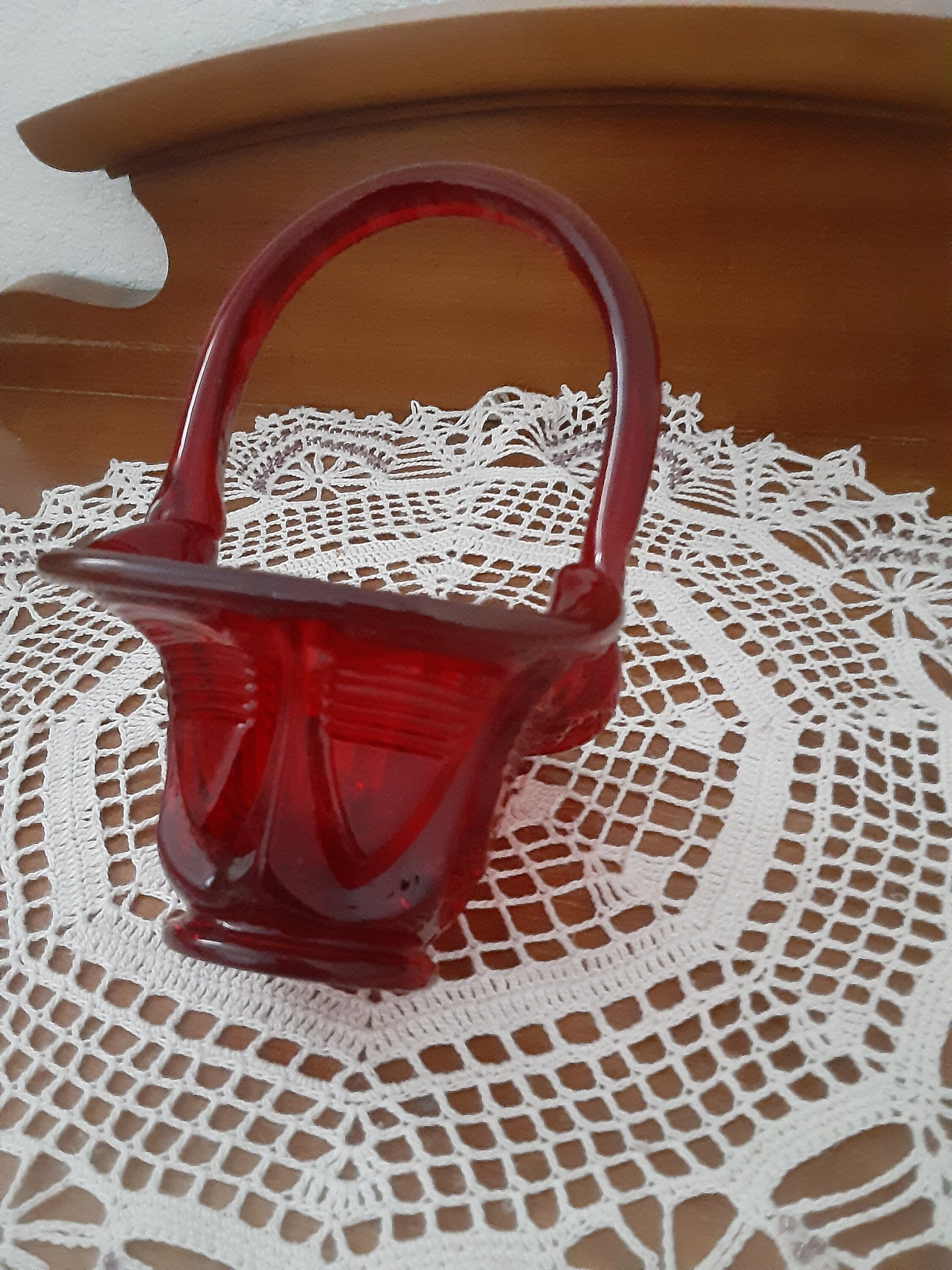 Depression Glass Basket, Red - Etsy