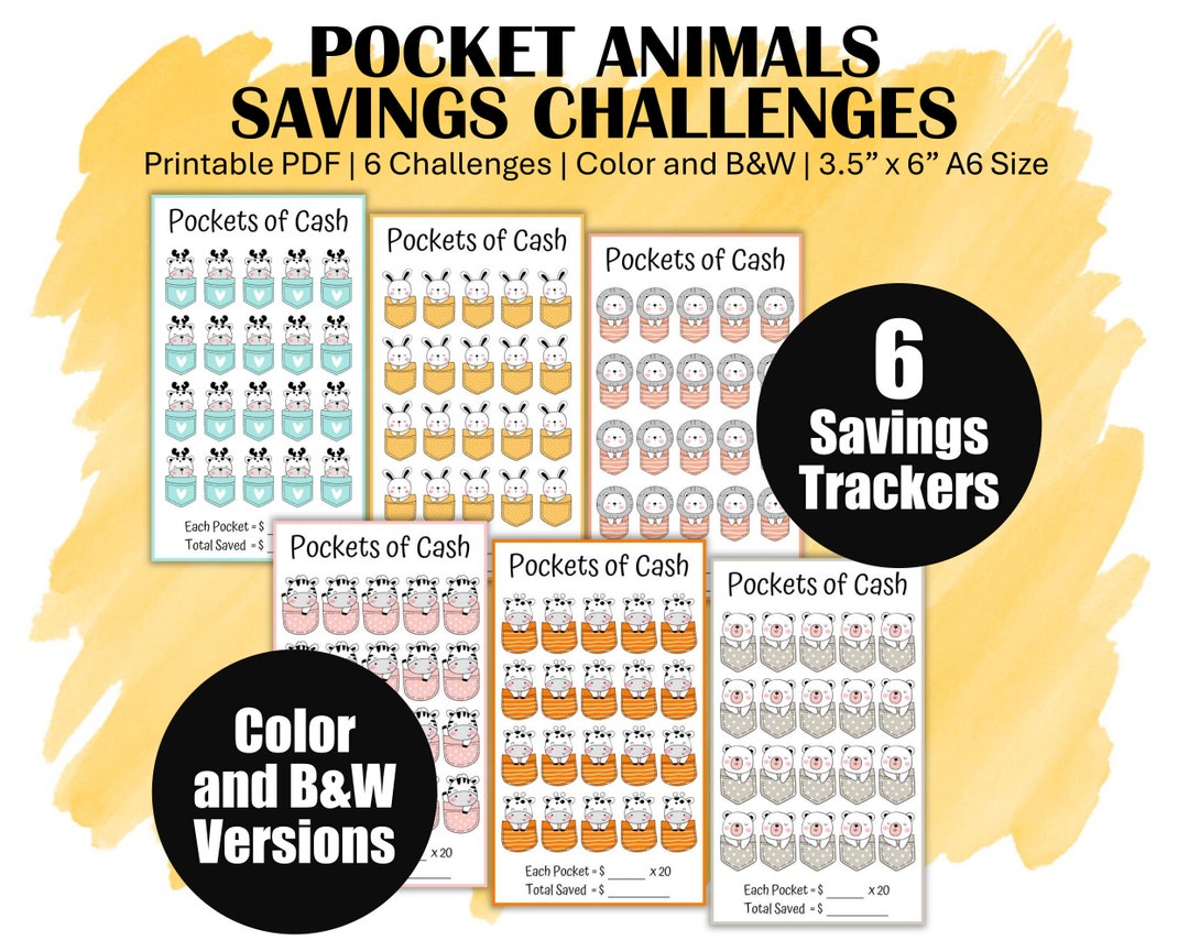 Mini Savings Challenge Trackers, Printable A6 Sized You Choose Money ...