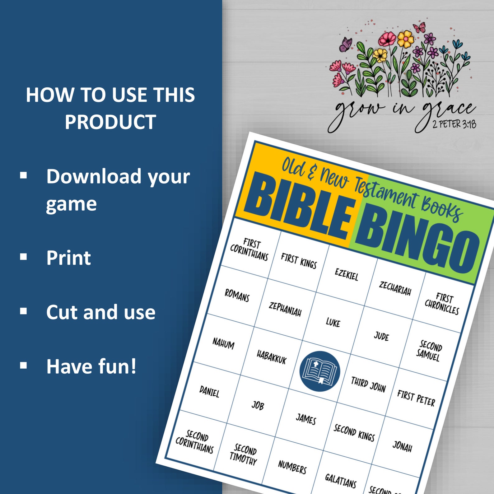 Books of the Bible Bingo Game, Printable Bible Game for Kids, Youth ...