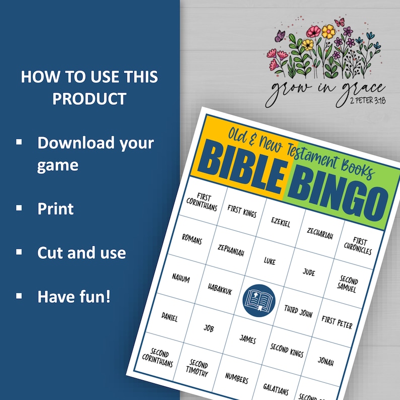 Books of the Bible Bingo Game, Printable Bible Game for Kids, Youth ...