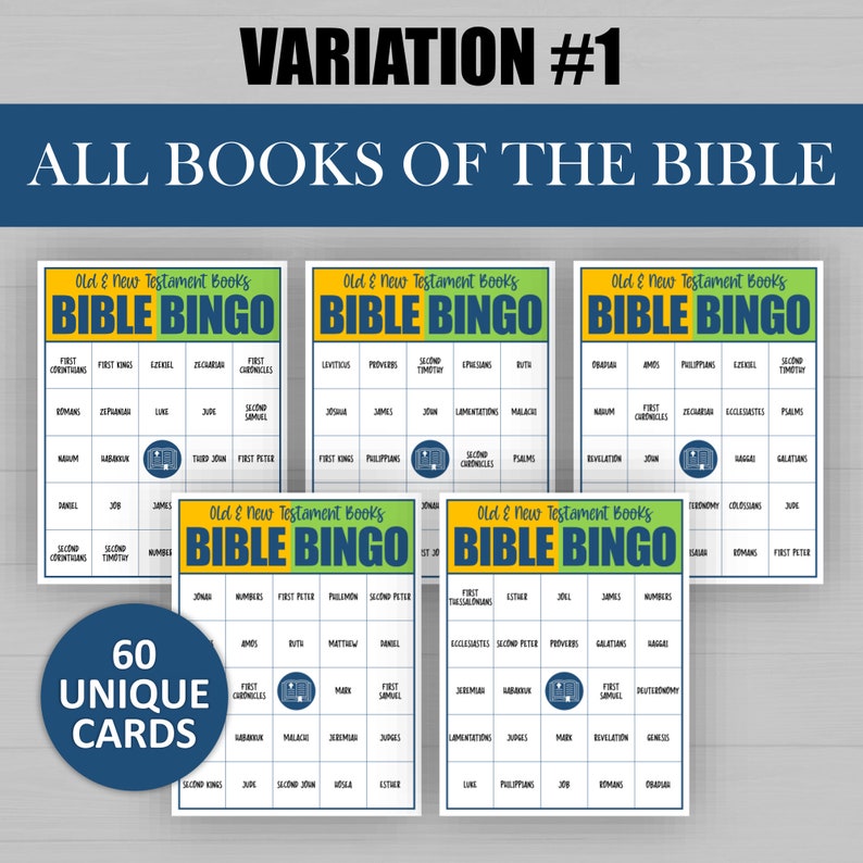 Books of the Bible Bingo Game, Printable Bible Game for Kids, Youth ...